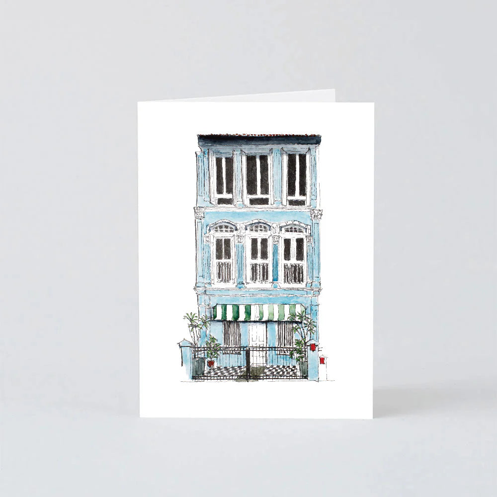 Blue Shophouse Ceylon Road Greeting Card – Suterwala's